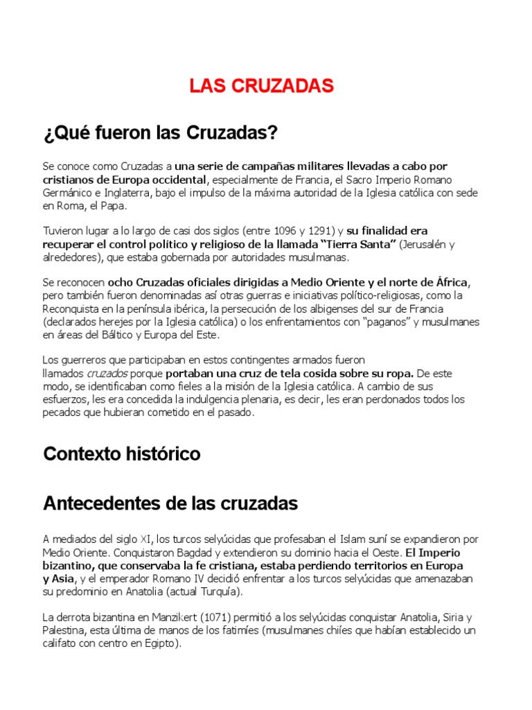 Las Cruzadas | PDF | Cruzadas | imperio Bizantino
