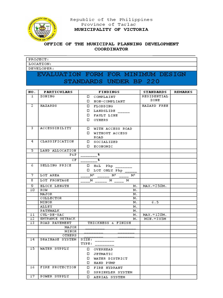 Evaluation Form BP 220 1 | PDF | Environmental Engineering ...