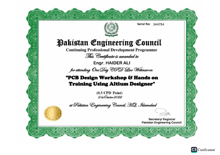 PEC Training Workshop Certificate | PDF