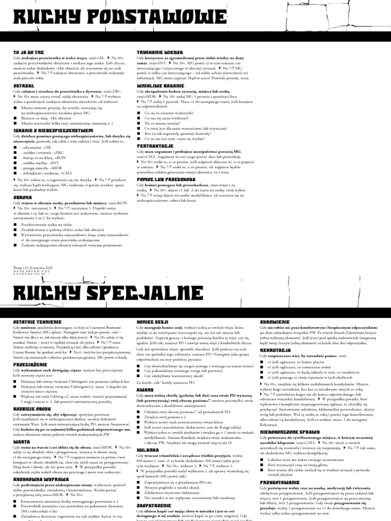 Dungeon World Karty Postaci PL | PDF