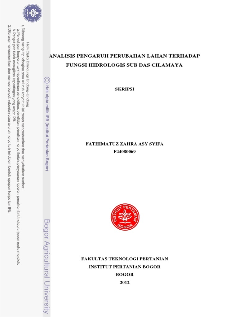 Analisis Pengaruh Perubahan Lahan Terhadap Fungsi Hidrologis Sub Das ...