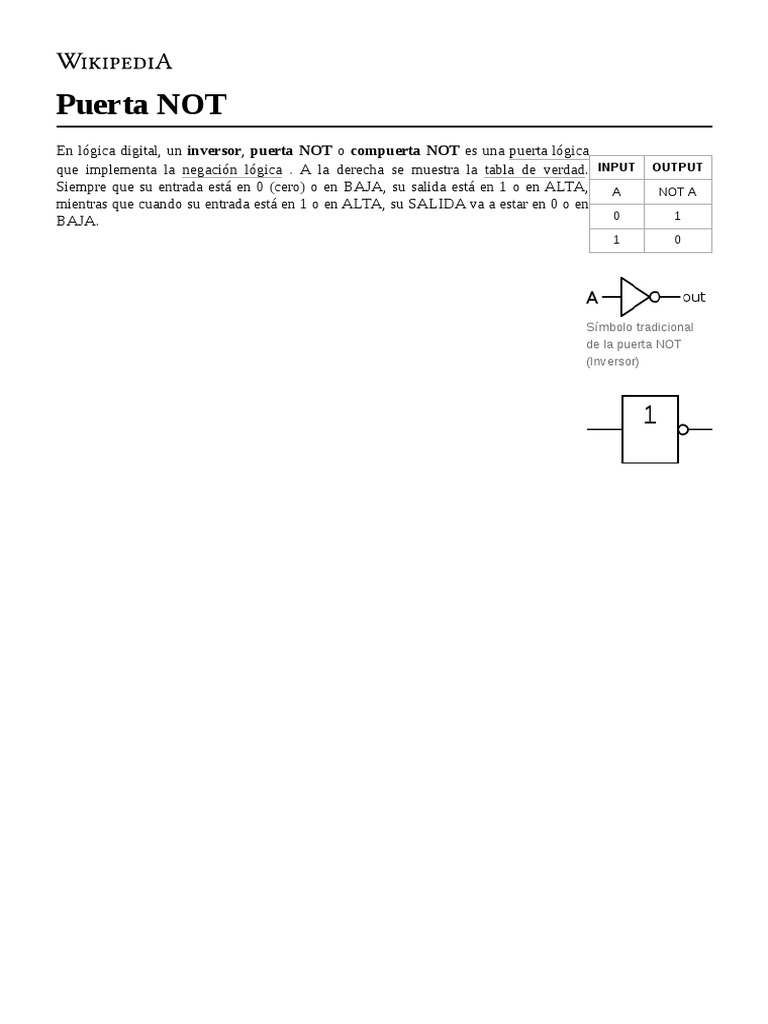 Puerta NOT | PDF | Electrónica | Ingeniería Electrónica