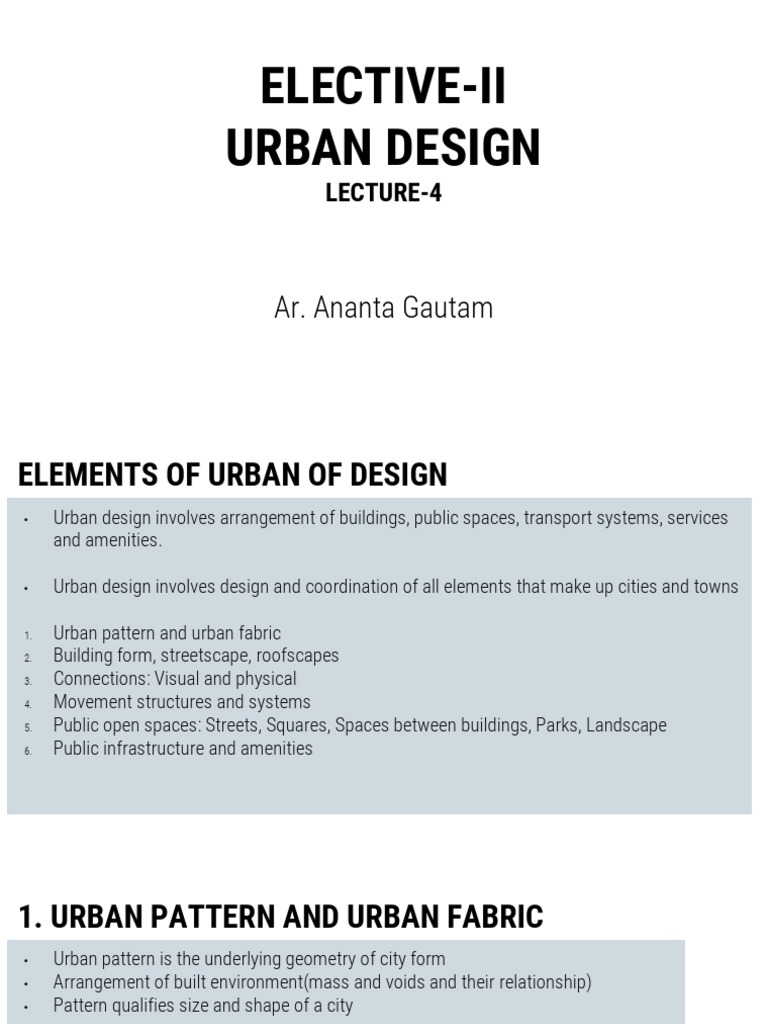 URBAN DESIGN-lecture-4 | PDF | Transport | Urban Design