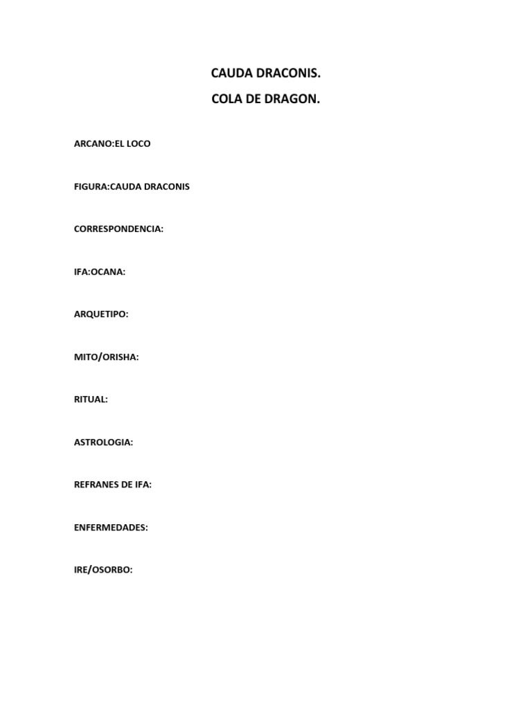 Cola de Dragon-Cauda Draconis | PDF