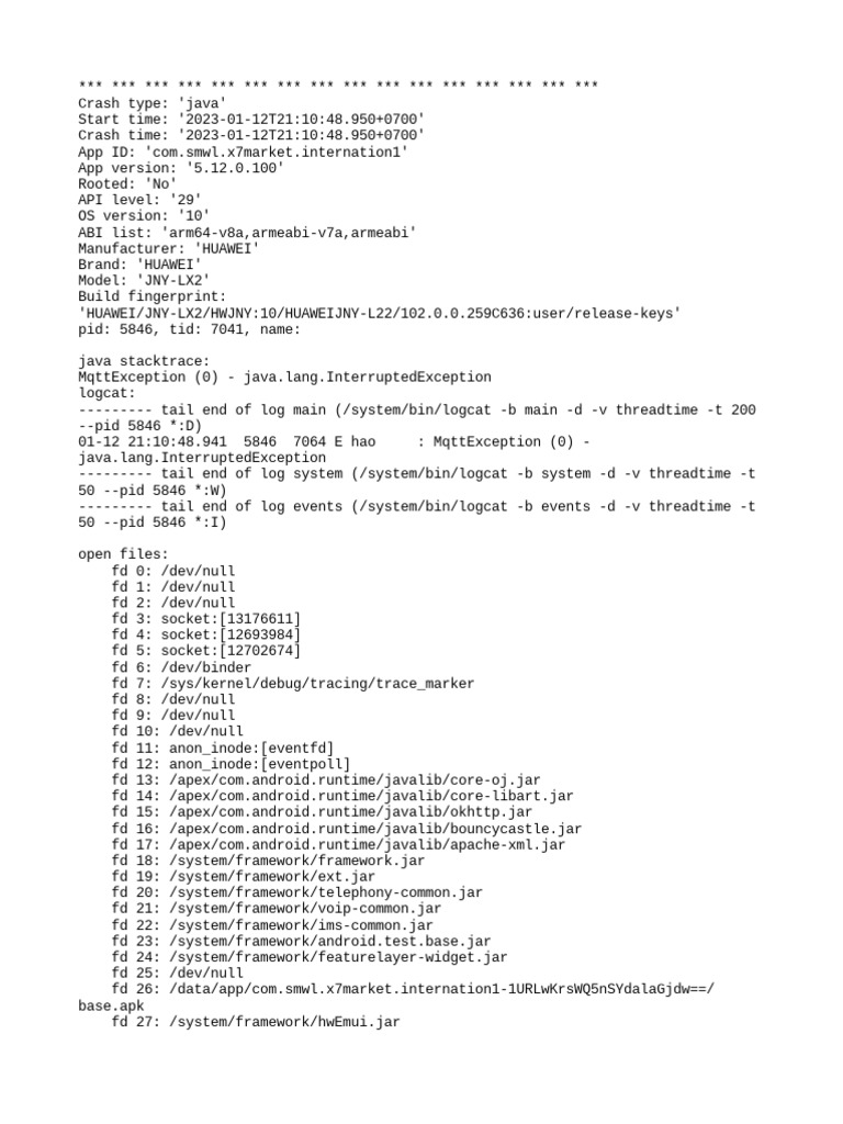 Analysis of a Java Crash in the X7Market International App Caused by an ... Analysis of a Java Crash in the X7Market International App Caused by an ...