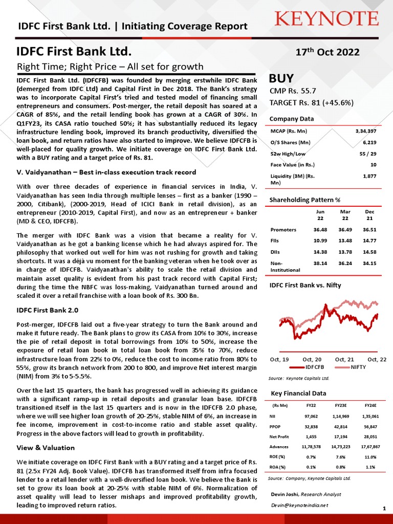 IDFC First Initial (Key Note) | PDF