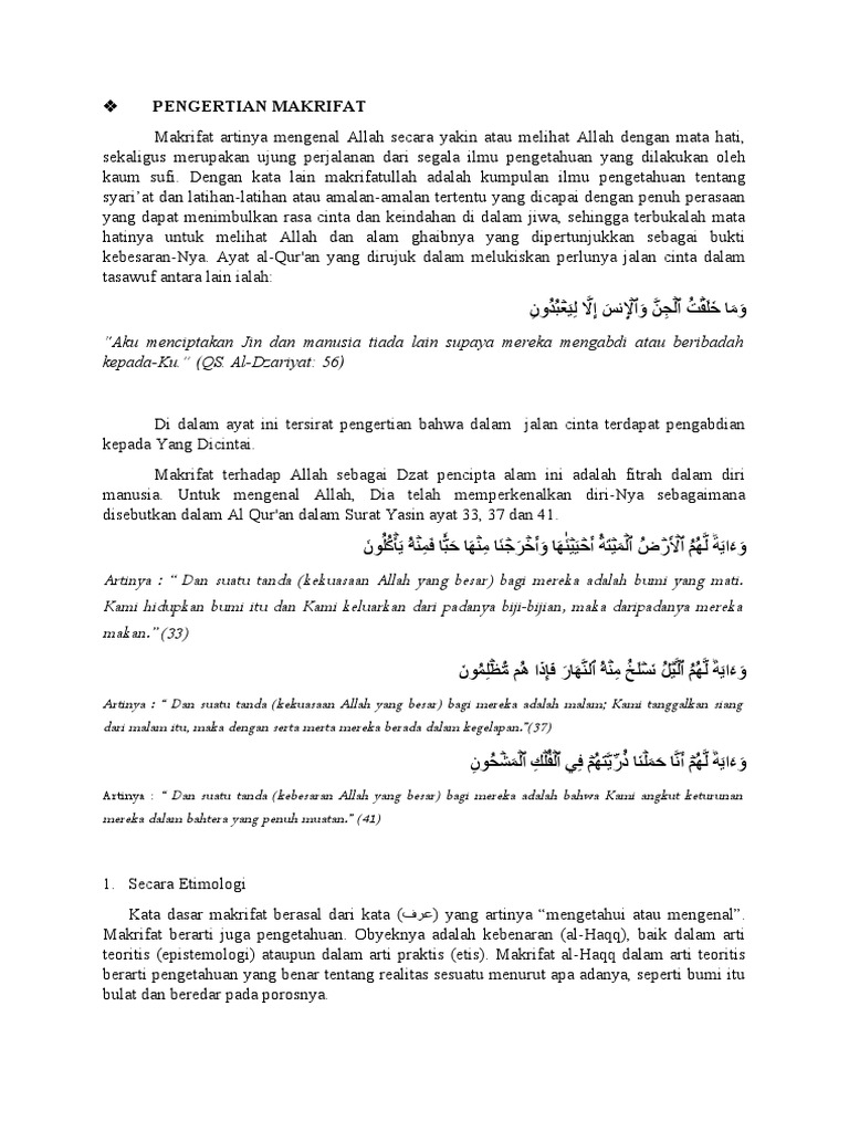 PER-14 - Pengertian Ma'rifat Dan Jalan Ma'rifah Dan Tokoh Ma'rifat | PDF