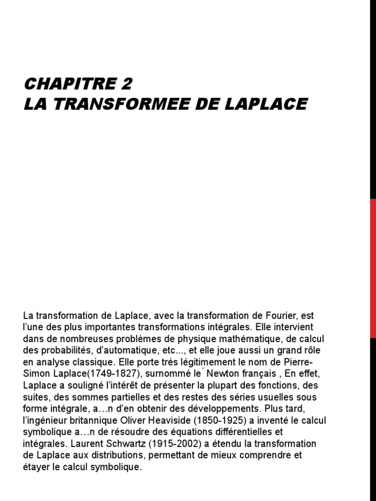 Chapitre 2 Transformé de Laplace | PDF | Transformation de Laplace | Physique mathématique