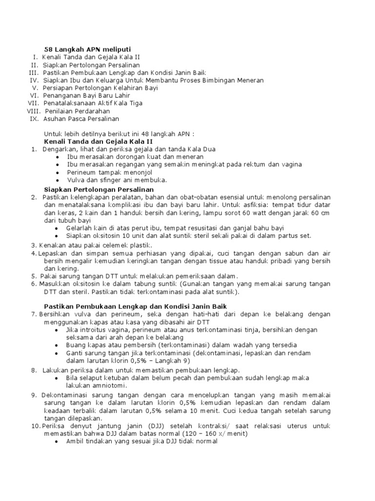 58 Langkah Persalinan Aman dan Efektif | PDF