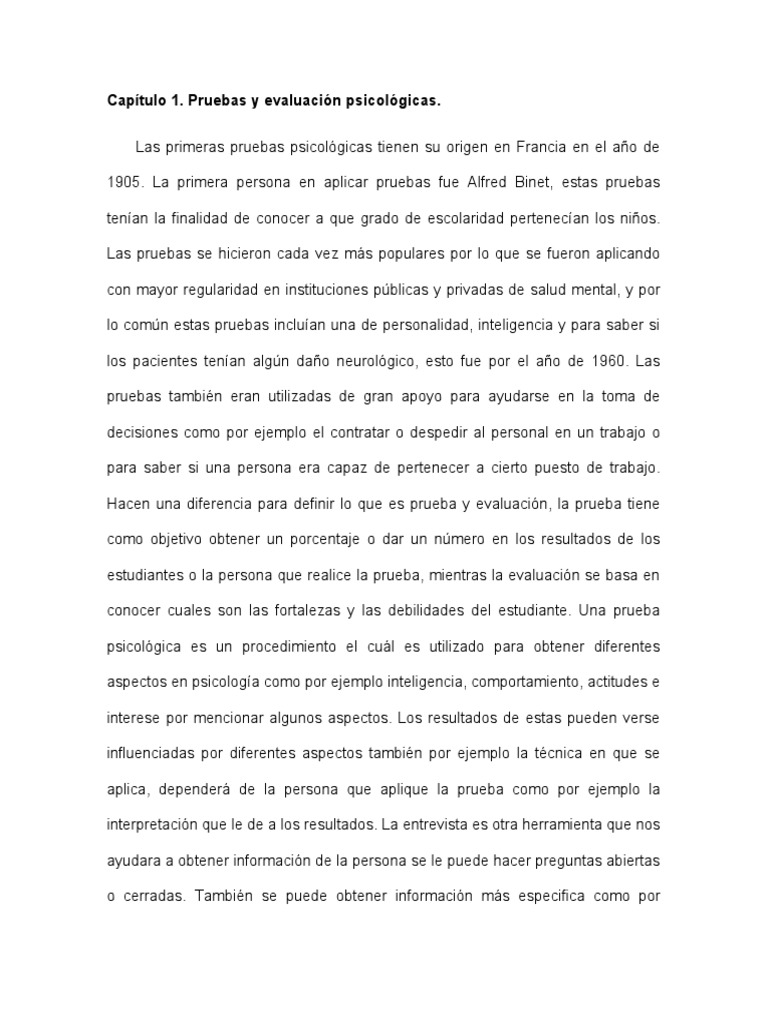 RL1 Pruebas y Evaluación Psicológicas | PDF | Sicología | Inteligencia