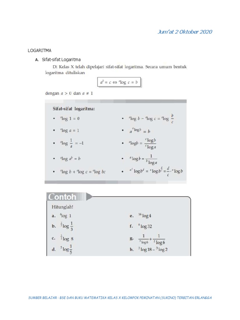 Fungsi Logarietma Dan Pertidaksamaan Logaritma | PDF