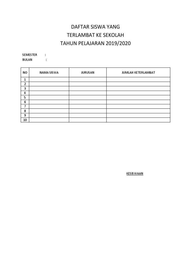 Siswa Yang Terlambat | PDF
