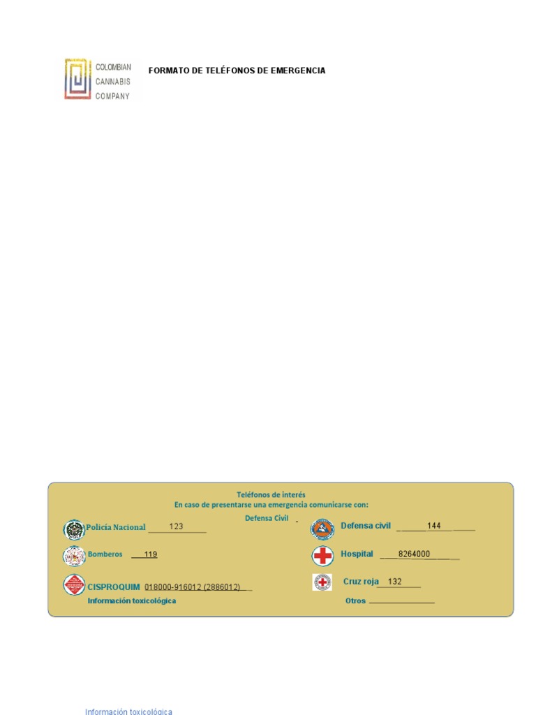Formato de Teléfonos de Emergencia | PDF
