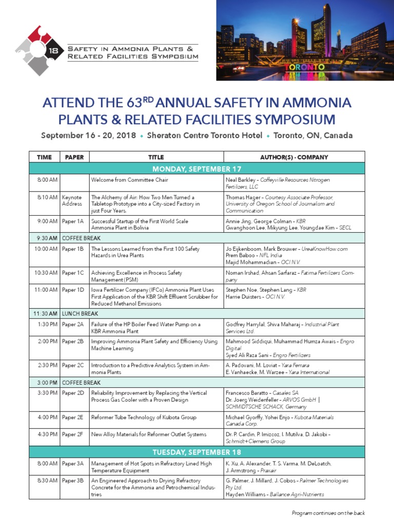 1862-17 2018 Ammonia Symposium Preliminary Program Flyer | PDF | Urea | Fertilizer
