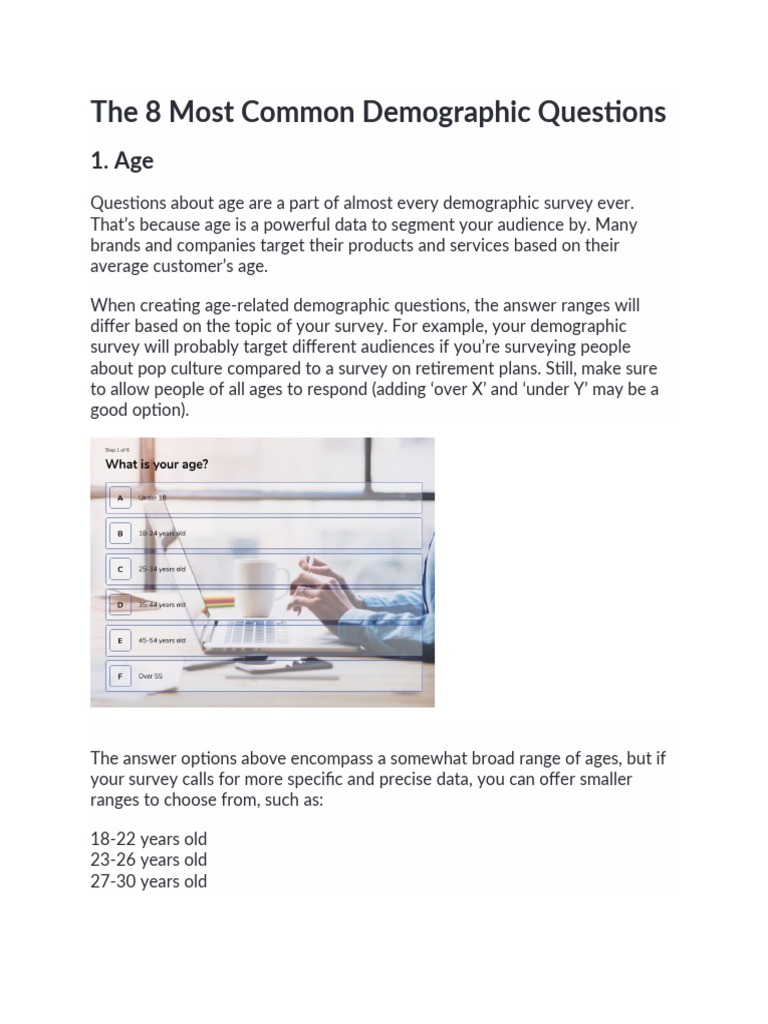 The 8 Most Common Demographic Questions | PDF | Gender | Gender Studies