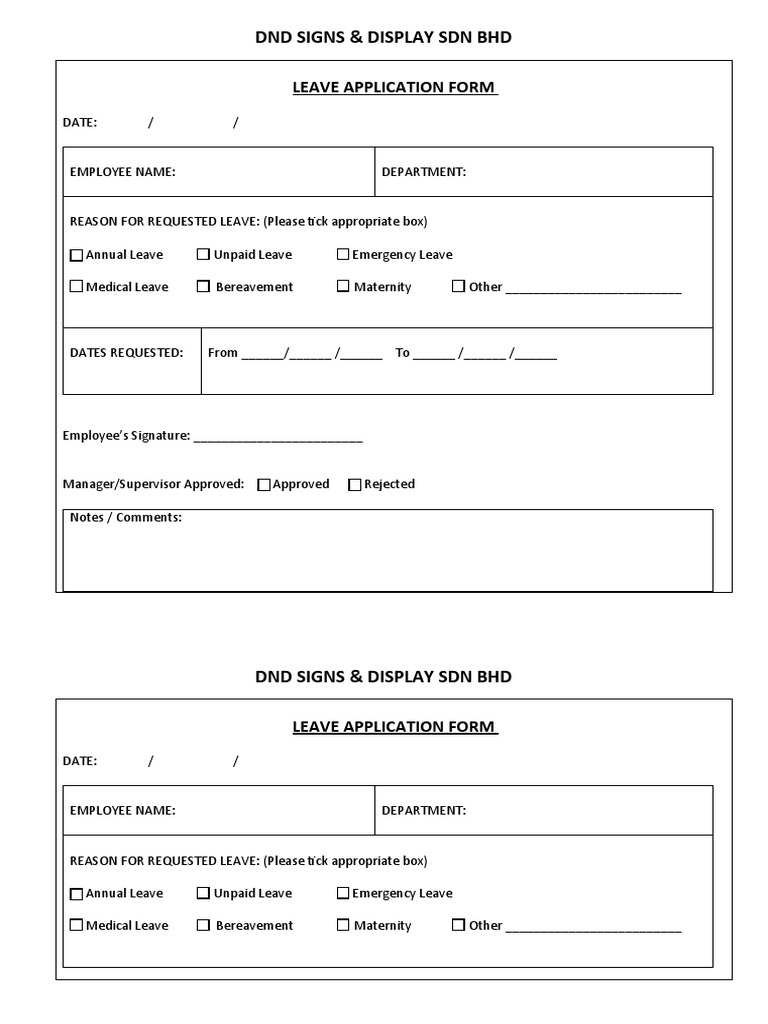 Leave Application Form | PDF
