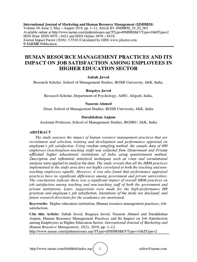 Human Resource Management Practices and | PDF | Human Resource ...