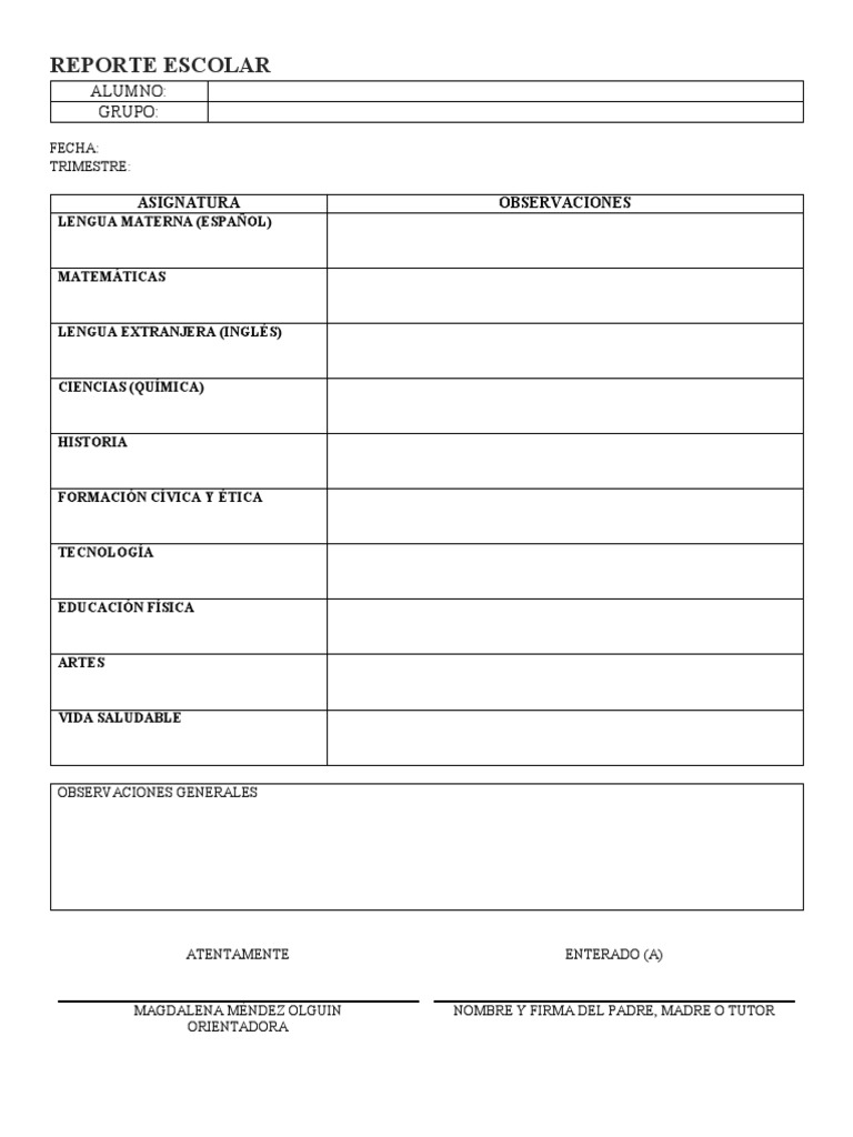 Reporte Escolar | PDF