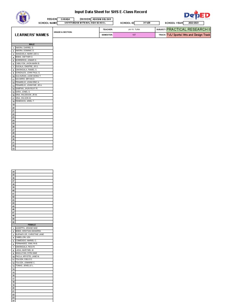 SHS E-Class Record | PDF