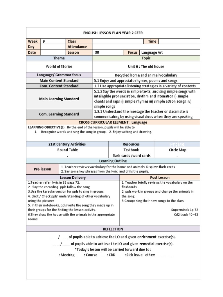 Y2 Lesson Plan Week 9 | PDF | Flashcard | Vocabulary