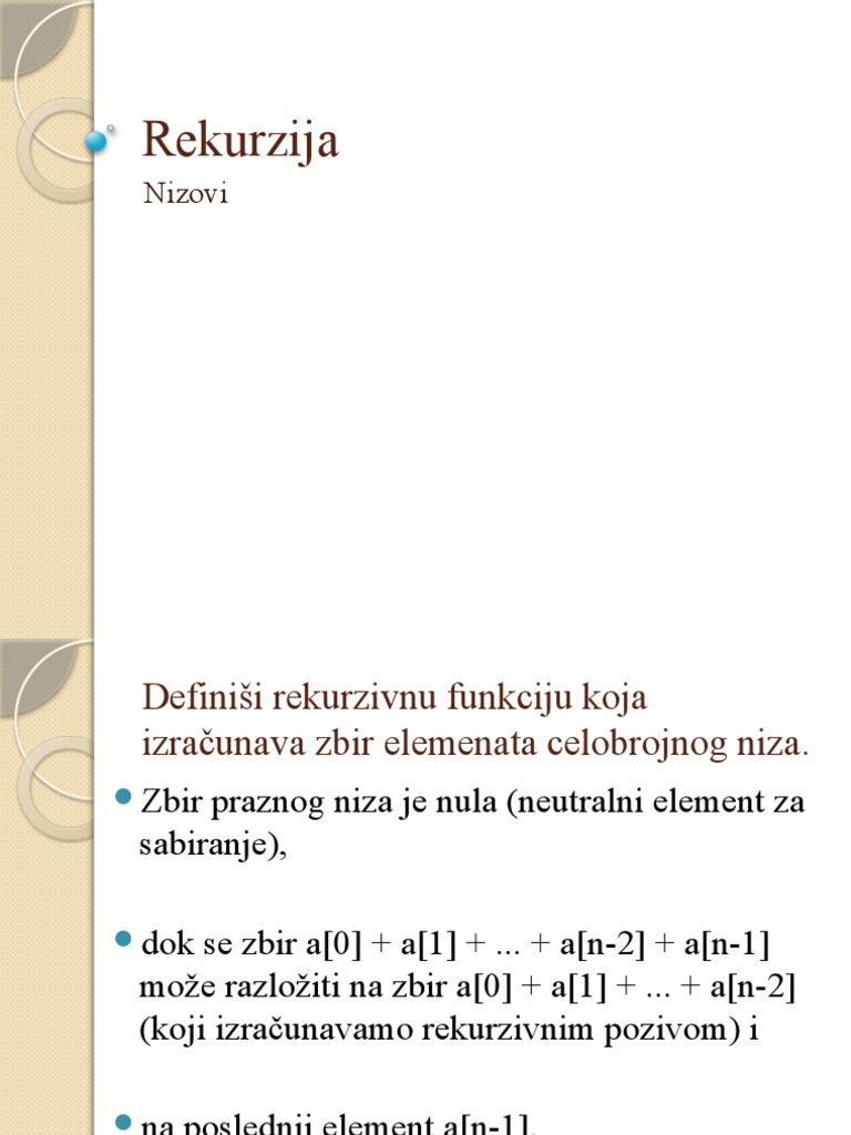 Rekurzija Nizovi | PDF