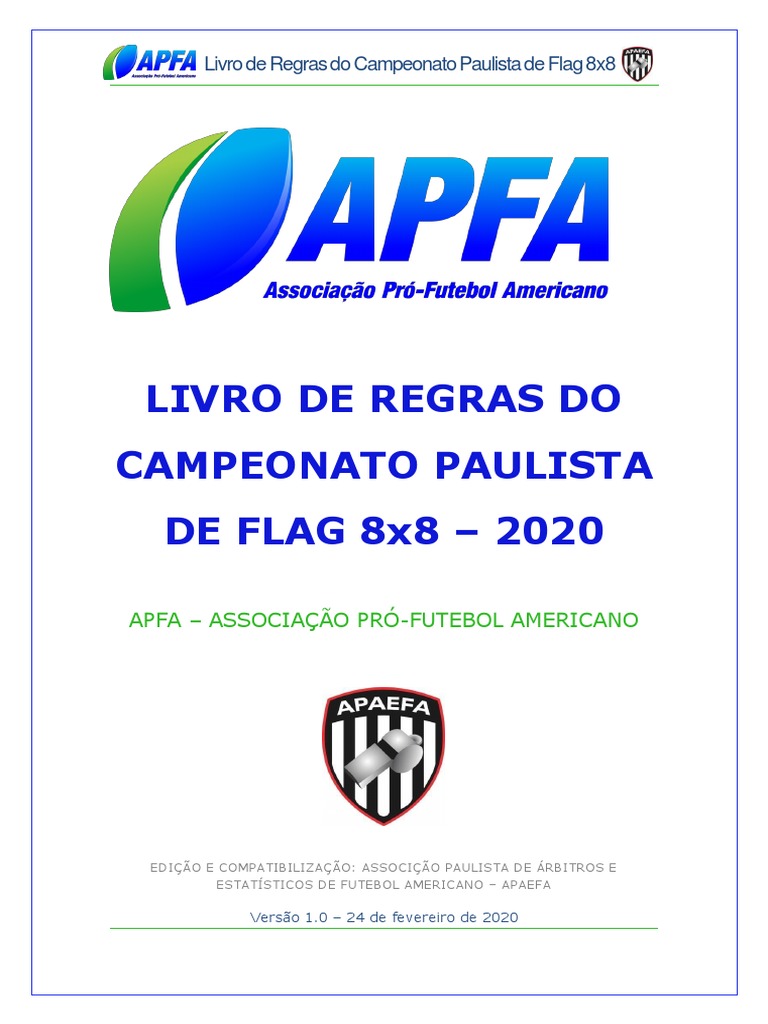 Livro de Regras APFA 2020-V1.0 | PDF | Esportes | Esportes coletivos