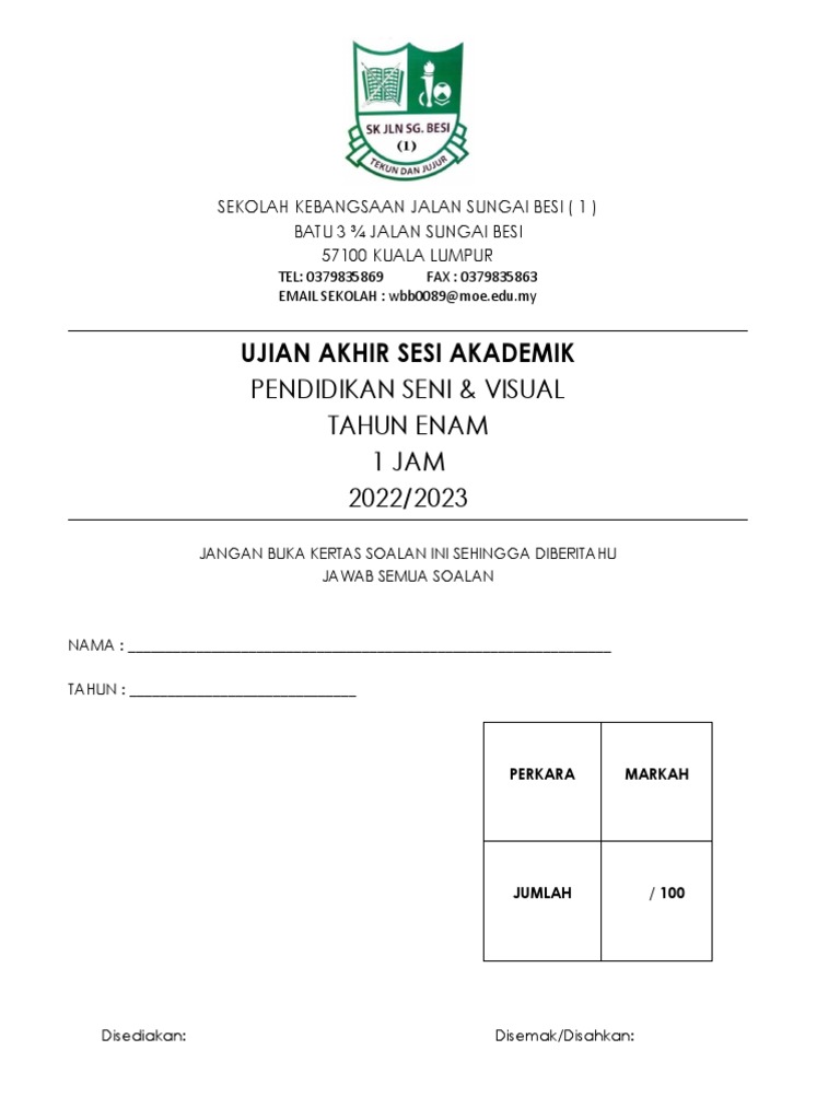 Uasa Psv Tahun 6 Pdf