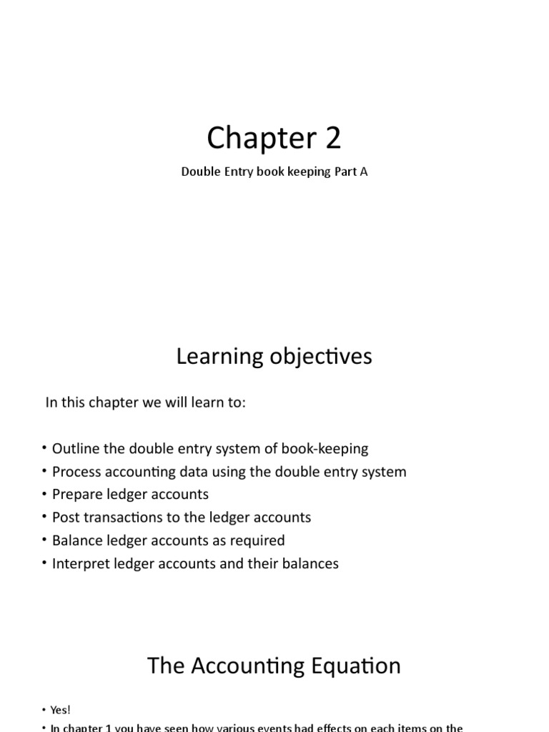 Chapter 2 - Double Entry Book Keeping - PPTM | PDF | Debits And Credits | Bookkeeping