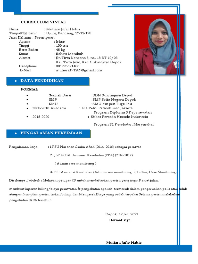 CV Mutia Raja Far H Abie | PDF