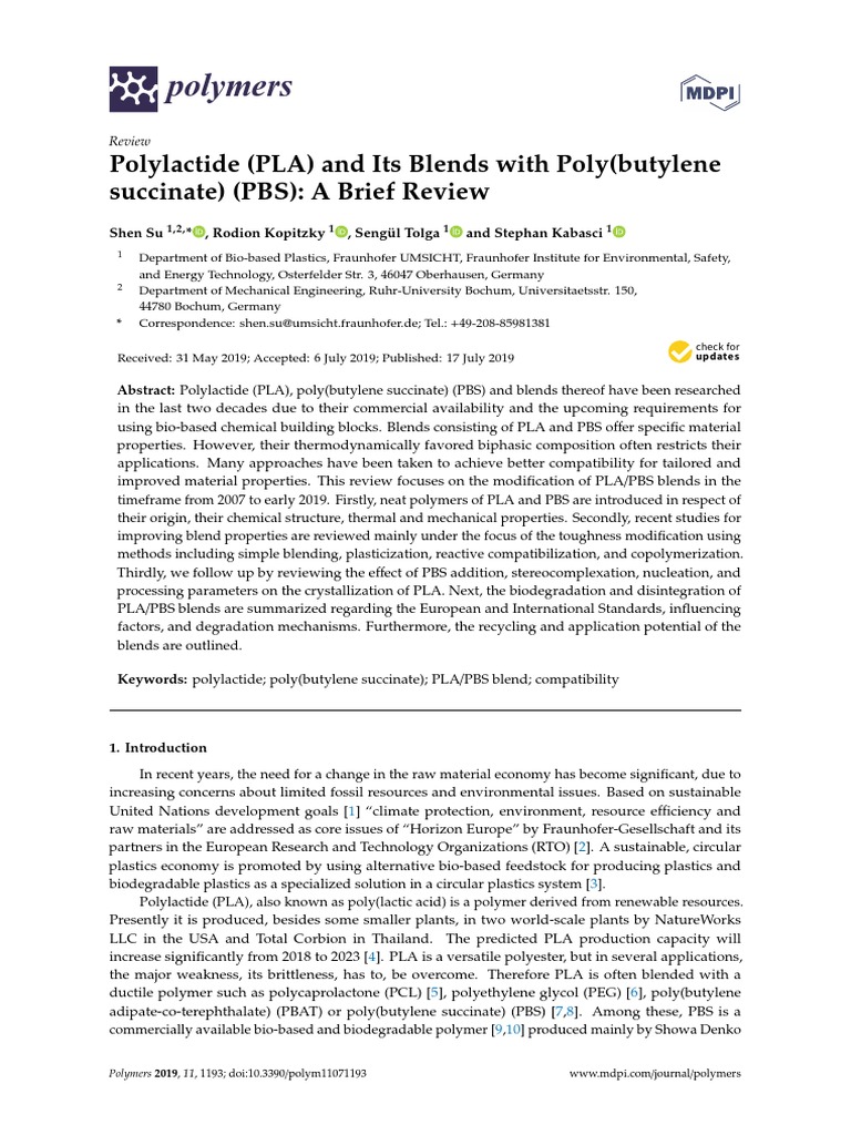 Polymers-11-01193 PLA PBS | PDF | Polymers | Physical Chemistry