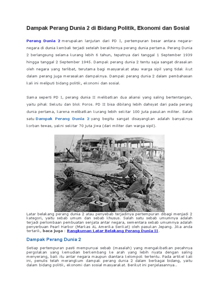 Dampak Perang Dunia 2 Di Bidang Politik | PDF