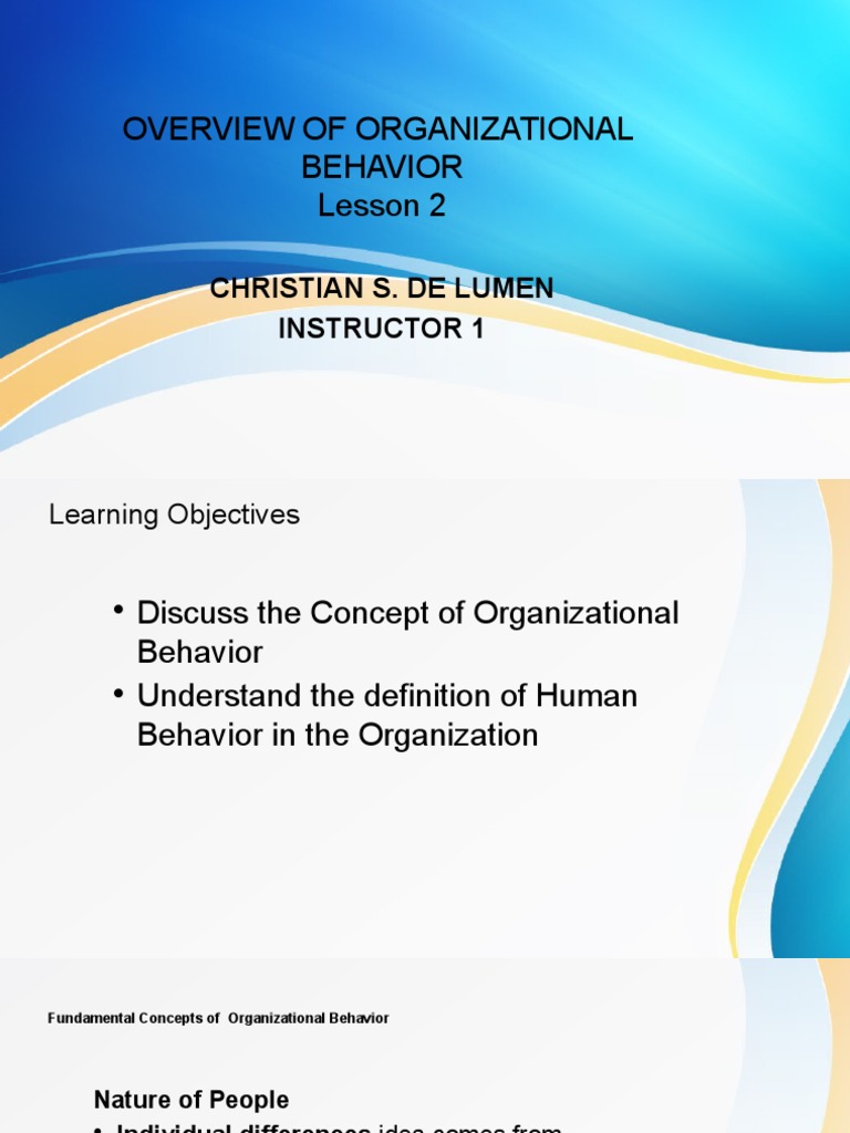 Organizational Behavior Overview | PDF | Motivation | Motivational