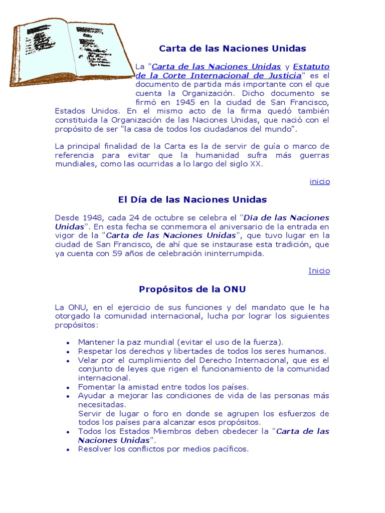 Carta de Las Naciones Unidas | PDF | Naciones Unidas | Relaciones ... Carta de Las Naciones Unidas | PDF | Naciones Unidas | Relaciones ...