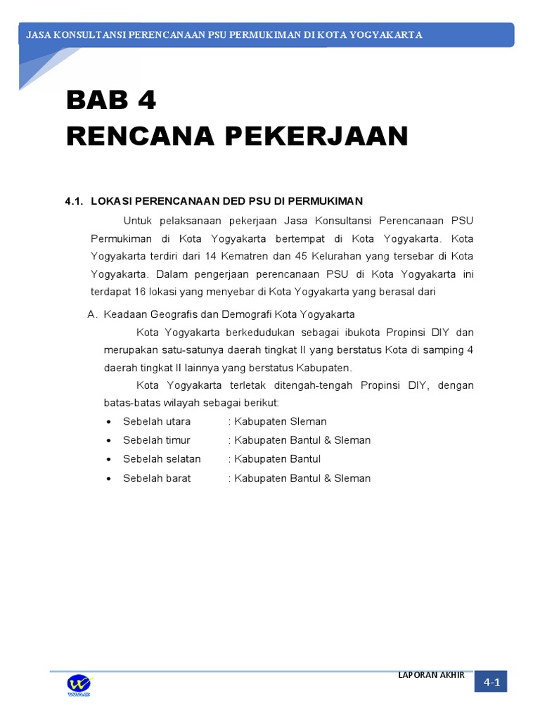 BAB 4 RENCANA PEKERJAAN - Ok | PDF