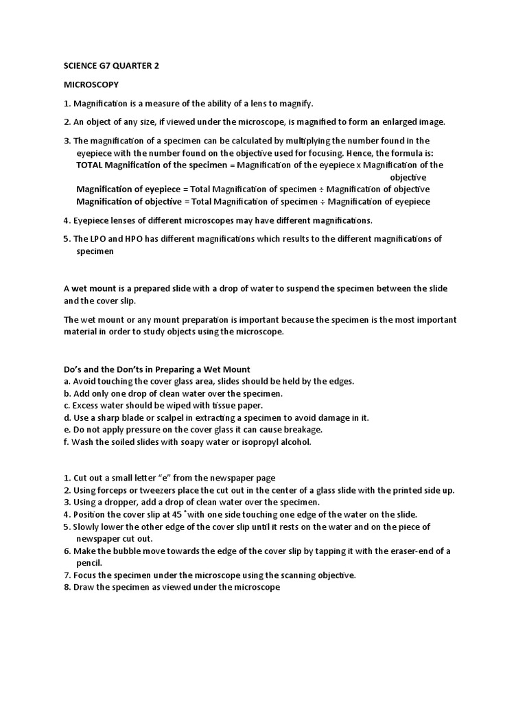Science G7 Quarter 2 Handout | PDF