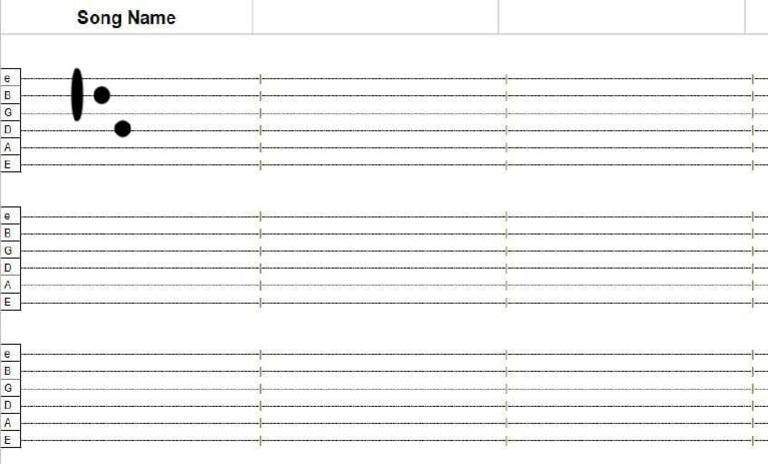 Google Sheets Guitar Tabs Template Example | PDF