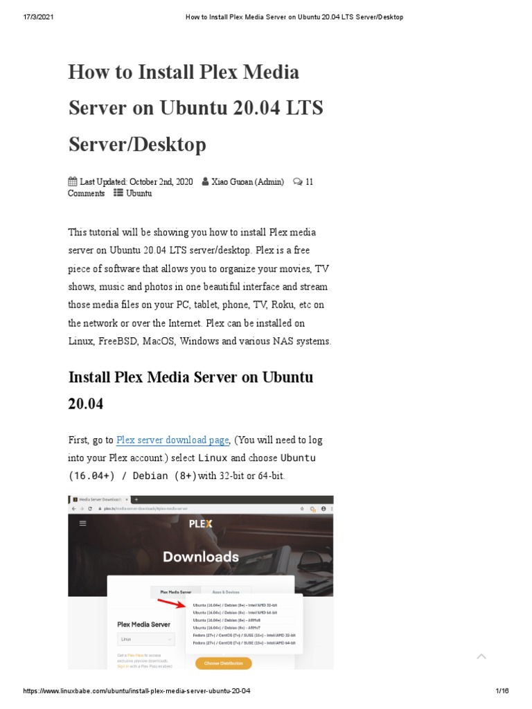 How To Install Plex Media Server On Ubuntu 20.04 LTS Server - Desktop | PDF | Proxy Server ...