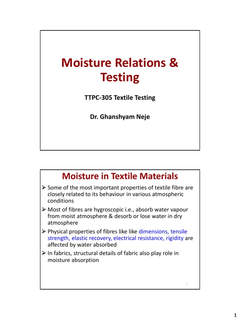 Moisture Relations & Testing | PDF | Humidity | Metrology