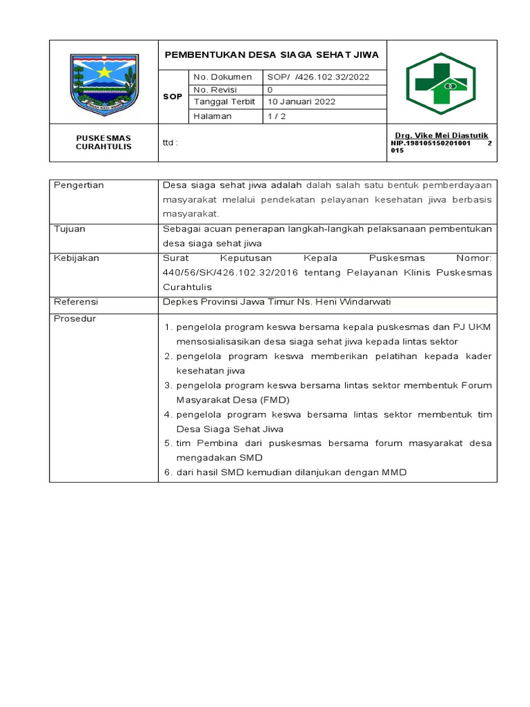 Sop Pembentukan Desa Siaga Sehat Jiwa | PDF | Pengembangan Diri