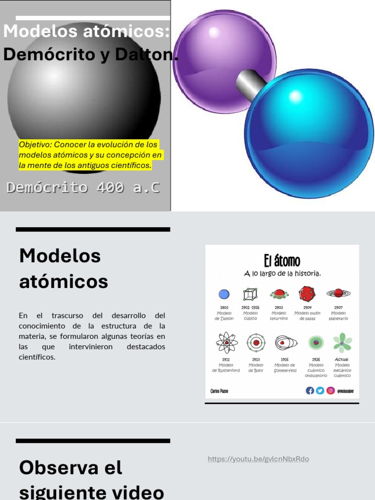 U1.C2 Modelos Atómicos - Demócrito y Dalton | PDF | Átomos | Química
