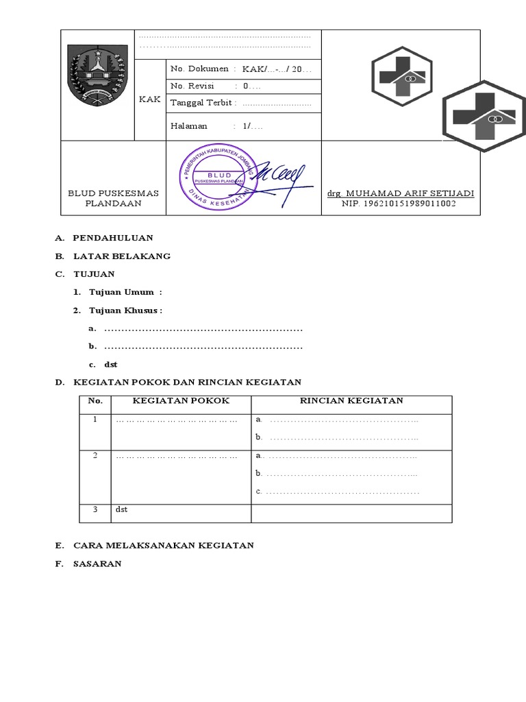 FORMAT BAKU KAK 2021 Revisi | PDF