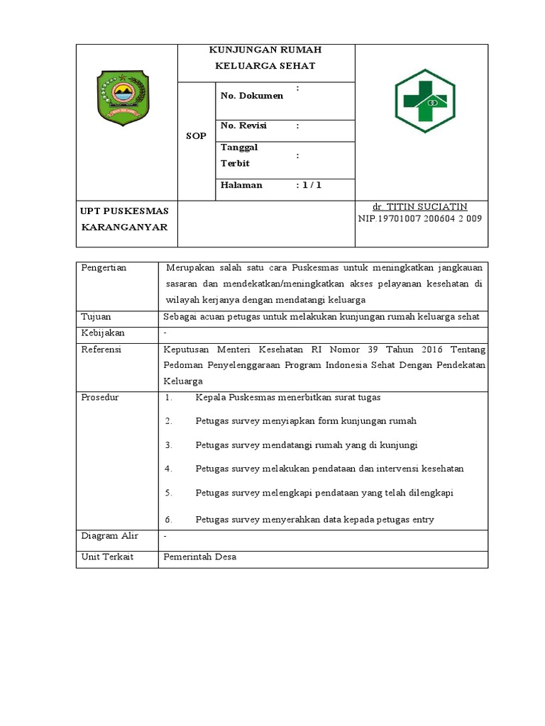 SOP Kunjungan Rumah Keluarga Sehat | PDF