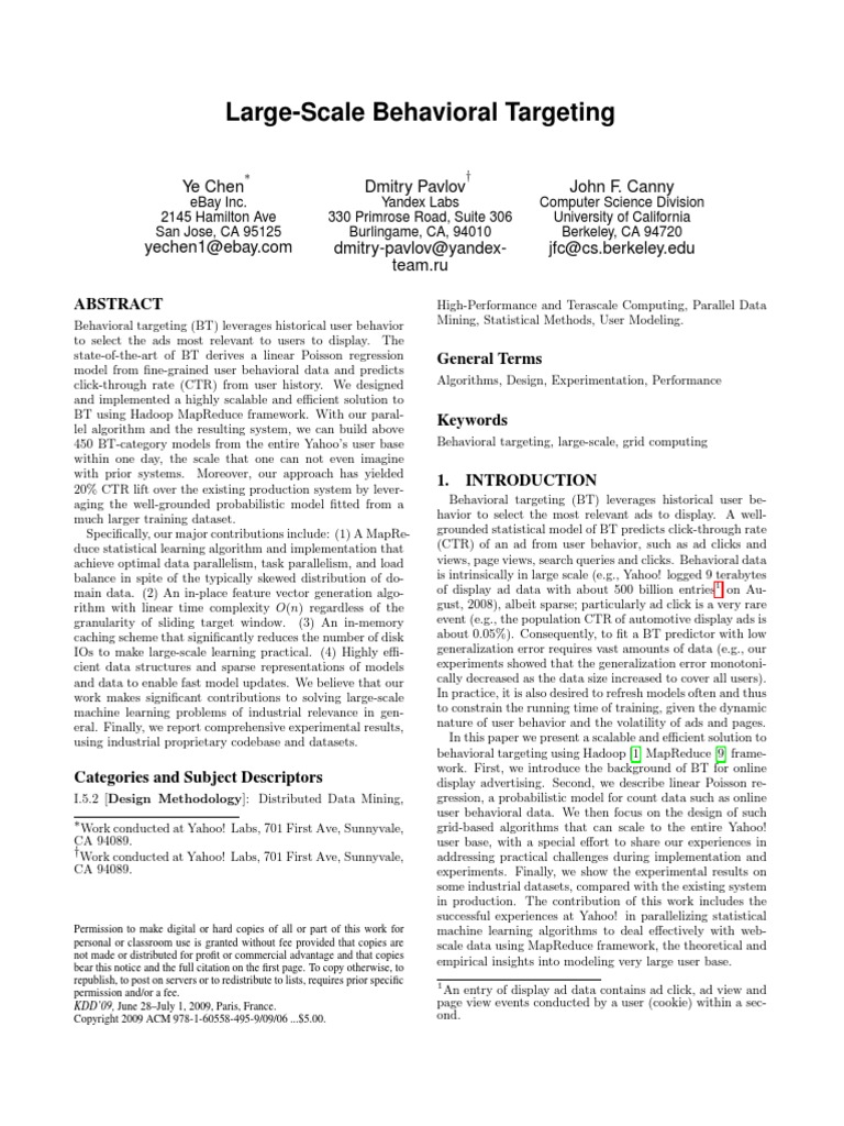 2009 Large Scale Behavioral Targeting 3llf0343v2 | PDF | Matrix ...