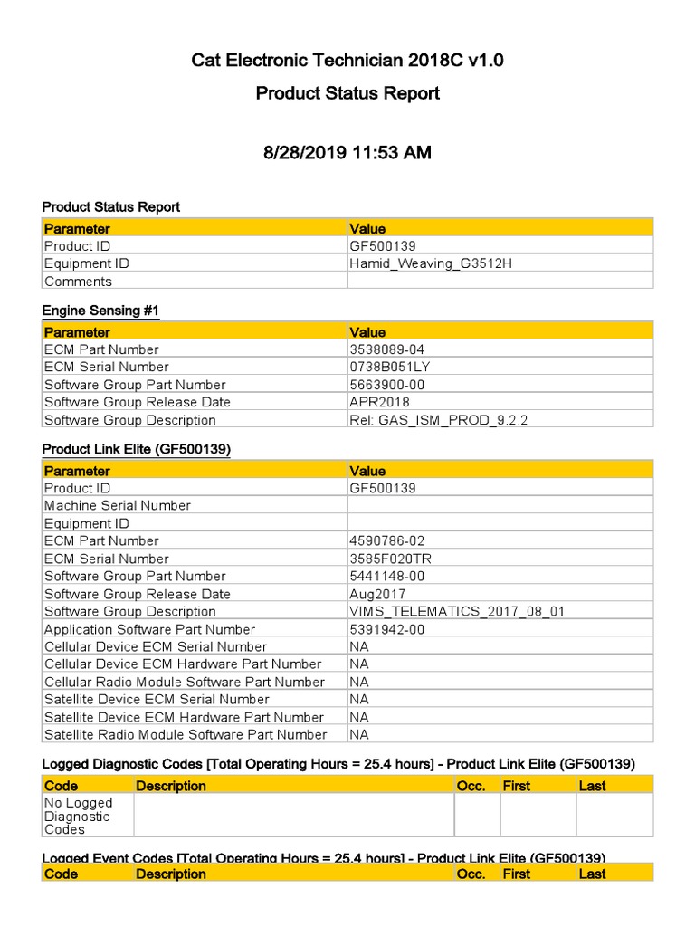 Cat Electronic Technician Report 2018C | PDF | Parameter (Computer Programming) | Coolant