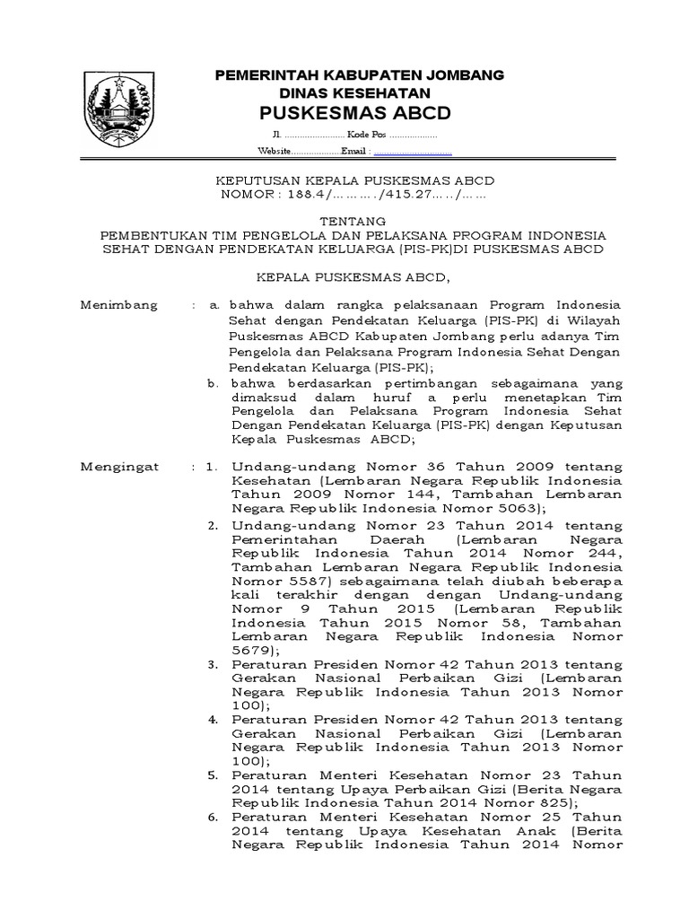 Contoh SK Tim Pis-Pk Revisi | PDF