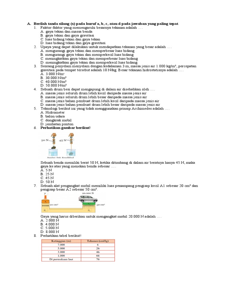 Soal Tekanan Zat Pakai | PDF | Seni | Sains & Matematika