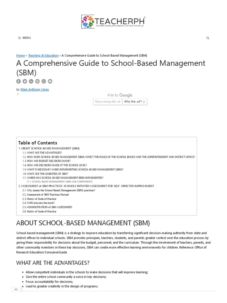 A Comprehensive Guide To School-Based Management (SBM) - TeacherPH ...