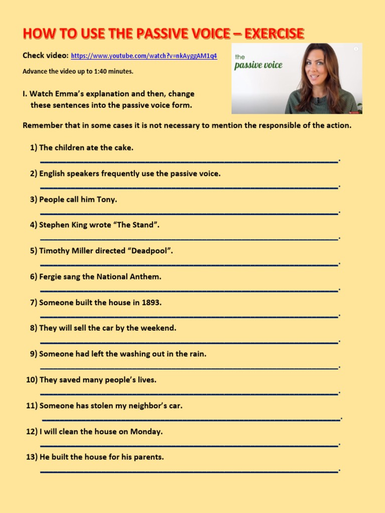 Passive Voice Video Activity Emma EX | PDF
