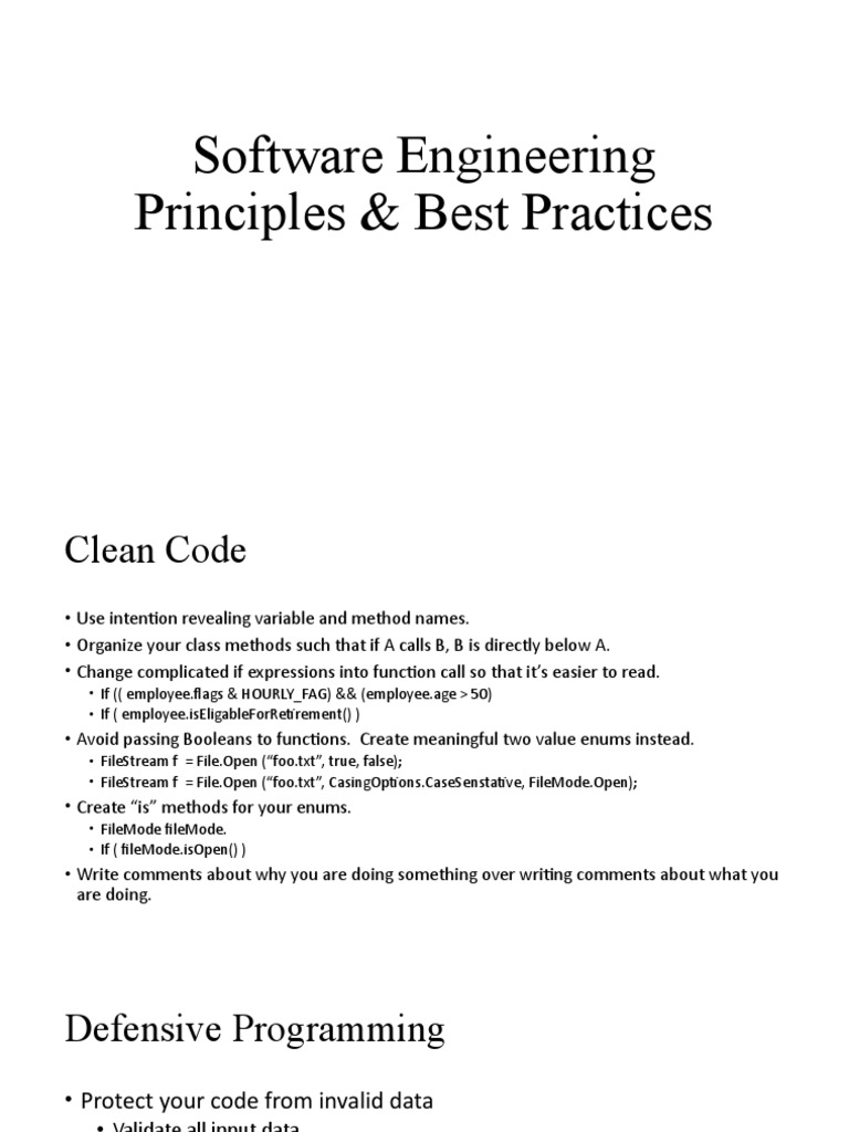 Software Engineering Principles And Best Practices Pdf Parameter 5614