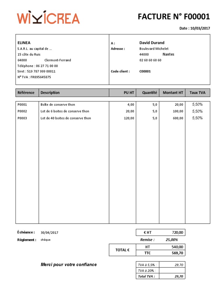 Modèle de Facture Word Gratuit | PDF | Taxe sur la valeur ajoutée ...